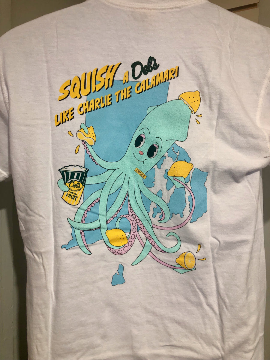 Del’s T-shirt, Charlie the Calamari – Newport Original